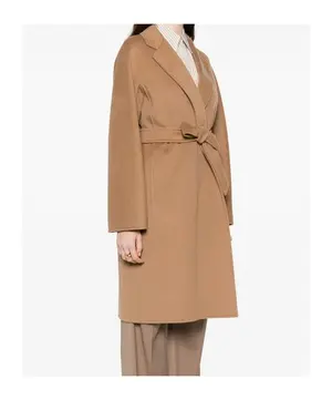 Max Mara Long Sleeved Belted Coat - Pink