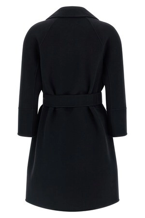 Max Mara Belted Long-sleeved Coat - Black