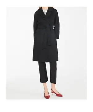 Max Mara Belted Long-sleeved Coat - Black
