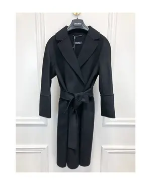 Max Mara Belted Long-sleeved Coat - Black