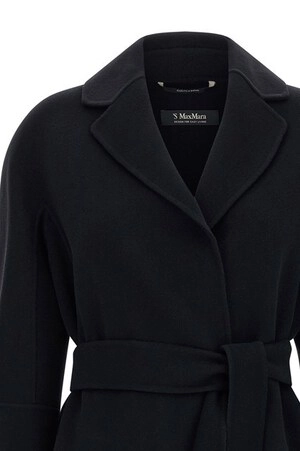 Max Mara Belted Long-sleeved Coat - Black