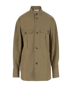 Saint Laurent Saharienne Buttoned Long-sleeved Shirt - Brown