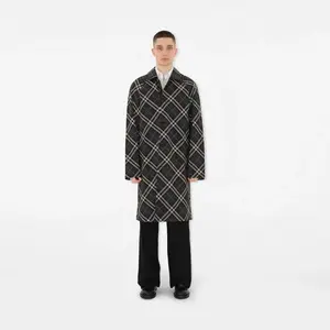 Burberry Long Sleeved Checked Trench Coat