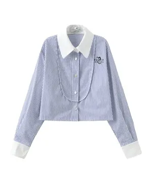 Marissa Chiara Long Sleeve Striped Shirt With Lapel Collar