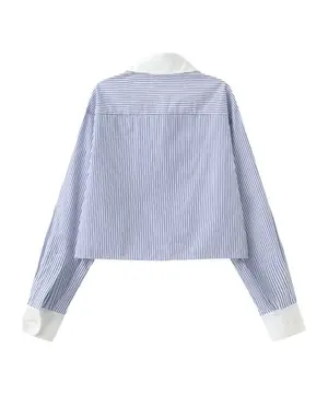 Marissa Chiara Long Sleeve Striped Shirt With Lapel Collar