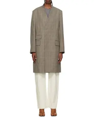MAISON MARGIELA Checked Single-breasted Wool Coat - Brown