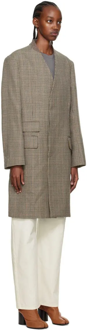 MAISON MARGIELA Checked Single-breasted Wool Coat - Brown