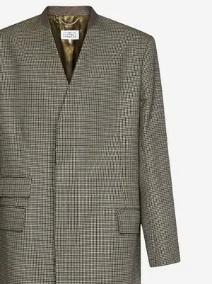 MAISON MARGIELA Checked Single-breasted Wool Coat - Brown