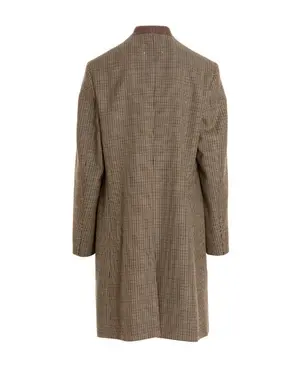 MAISON MARGIELA Checked Single-breasted Wool Coat - Brown