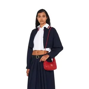 Miu Miu Wander Matelassé Logo Plaque Mini Hobo Bag - Red
