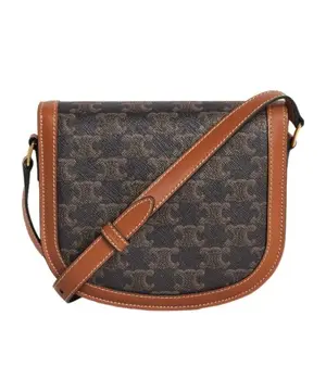 Celine Triomphe Canvas And Calfskin Teen Besace - Tan