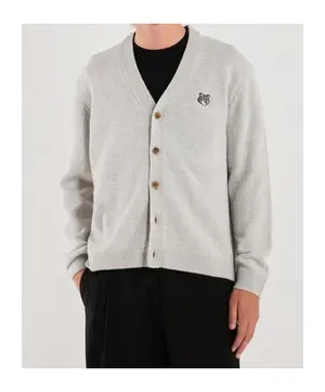 Maison Kitsuné Fox Head Comfort Cardigan - Grey