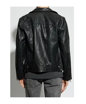 ALLSAINTS Classic Leather Biker Jacket With Metal Snaps