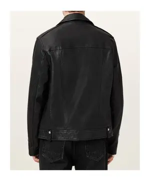 ALLSAINTS Classic Leather Biker Jacket With Metal Snaps