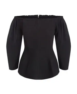 CHLOÉ Chloe Off-the-Shoulder Blouse With Lotus Leaf Hem