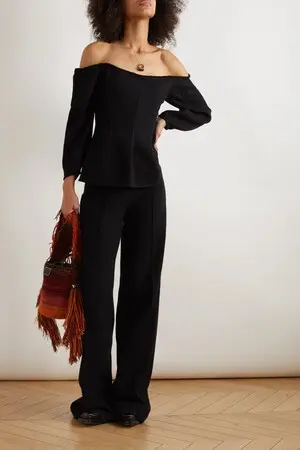 Chloé Off-the-shoulder Blouse With Lotus Leaf Hem