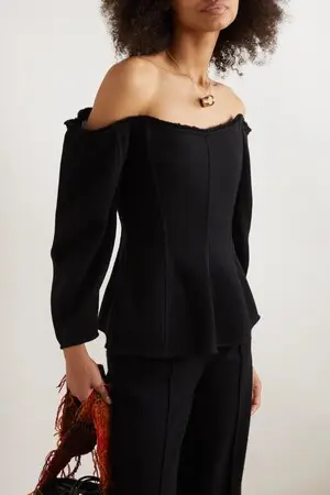 Chloé Off-the-shoulder Blouse With Lotus Leaf Hem