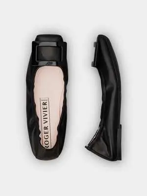 ROGER VIVIER Lacquered Buckle Ballerinas In Nappa Leather - Black