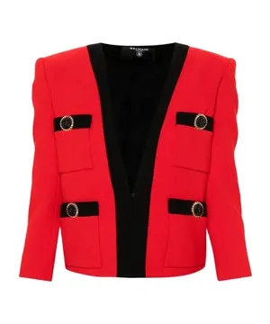 Balmain Embellished Logo Button Jacket