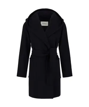 Max Mara Max Mara Hooded Long-Sleeve Coat Black