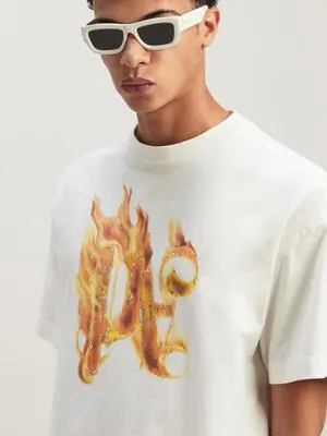 Palm Angels Monogram Printed Crewneck T-shirt - White