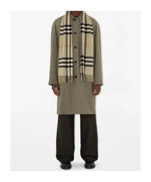 Burberry Checked Fringed-edge Scarf - Light Sage