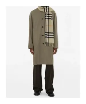 Burberry Checked Fringed-edge Scarf - Light Sage