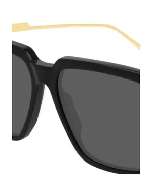 Bottega Veneta Square Frame Sunglasses With Gold Tone Accents