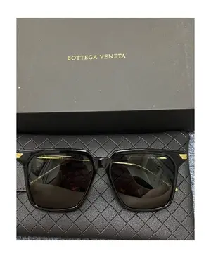 Bottega Veneta Square Frame Sunglasses With Gold Tone Accents