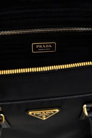 Prada Triangle Logo Zipped Tote Bag
