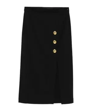 Pinko Full Milano Knit Pencil Skirt With Button Detail