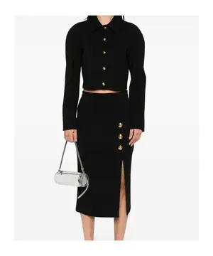 Pinko Full Milano Knit Pencil Skirt With Button Detail