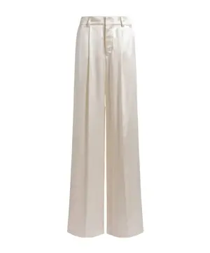 Alberta Ferretti High-waist Wide-leg Satin Pants