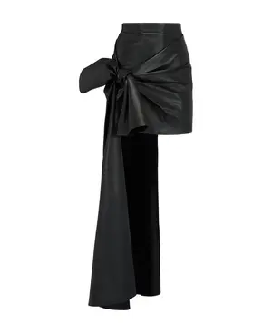 Alexander McQueen Knotted Drape Leather Mini Skirt
