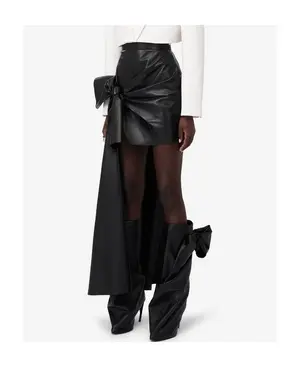 Alexander McQueen Knotted Drape Leather Mini Skirt