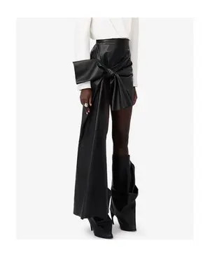 Alexander McQueen Knotted Drape Leather Mini Skirt