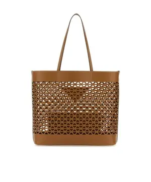 Prada Geometric Cut-out Tote - Brown