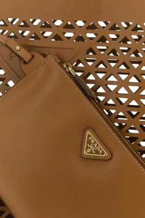 Prada Geometric Cut-out Tote - Brown
