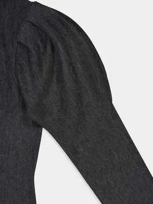 Gabriela Hearst Hannah Long Sleeve Crewneck Dress - Charcoal-grey