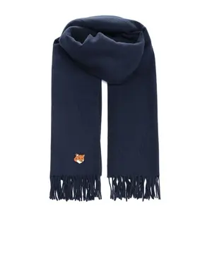 Maison Kitsuné Maison Kitsun Fox Head Scarf - Navy Blue