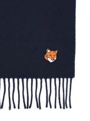 Maison Kitsuné Maison Kitsun Fox Head Scarf - Navy Blue