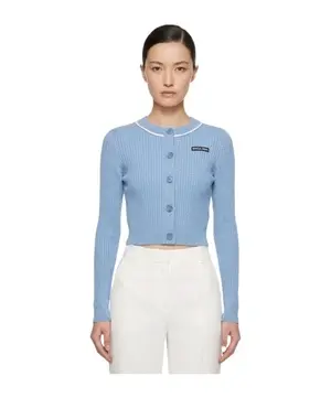 Marissa Chiara Long-sleeved Knitted Cardigan With Crew Neckline