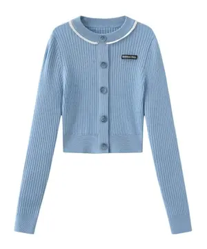 Marissa Chiara Long-sleeved Knitted Cardigan With Crew Neckline
