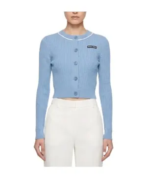 Marissa Chiara Long-sleeved Knitted Cardigan With Crew Neckline