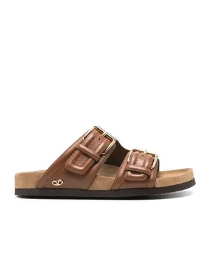 Valentino Garavani Logo Plaque Double-strap Slip-on Slides