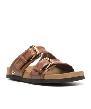 Valentino Garavani Logo Plaque Double-strap Slip-on Slides