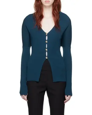 LANVIN V-neck Buttoned Long-sleeve Cardigan - Blue
