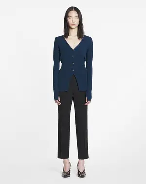 LANVIN V-neck Buttoned Long-sleeve Cardigan - Blue