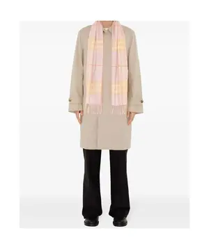 Burberry Checked Fringed-edge Scarf - Bean Paste Powder