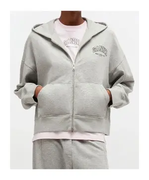 GANNI Essential Zip Hoodie - White